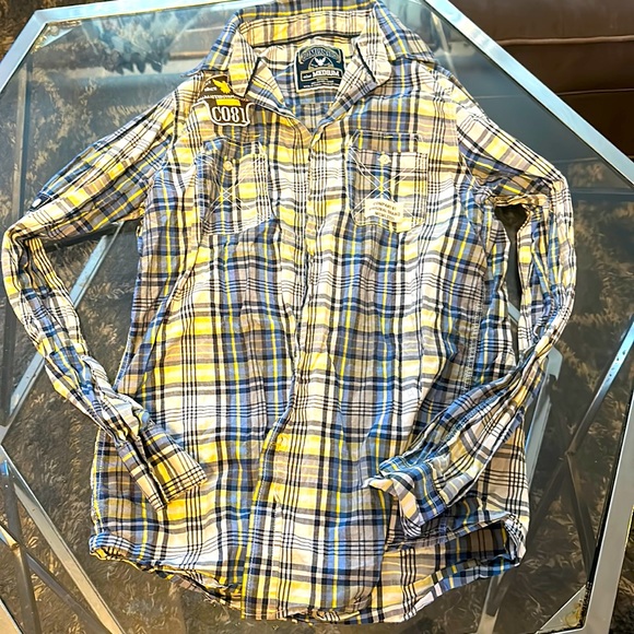 Company 81 | Shirts | Mens Blue And Yellow Company 8 Plaid Shirt Button ...